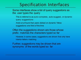Information retrieval 3 query search interfaces | PPT
