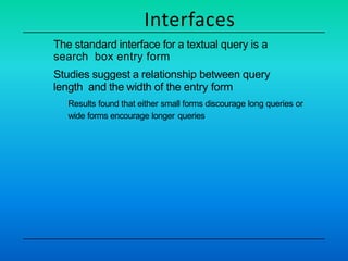 Information retrieval 3 query search interfaces | PPT