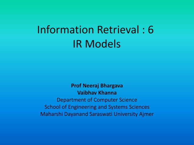 Information retrieval 6 ir models | PPTX | Search | Internet