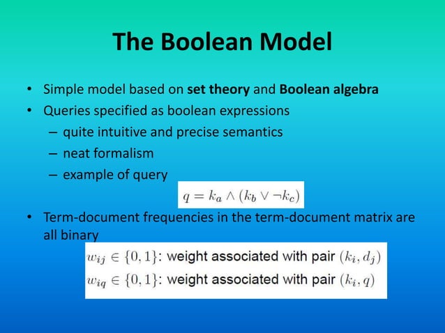 Information retrieval 7 boolean model | PPTX
