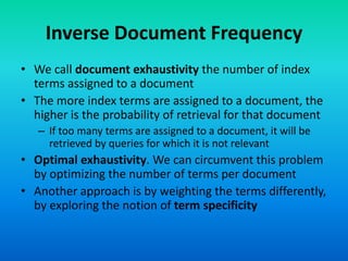 Information retrieval 9 tf idf weights | PPTX