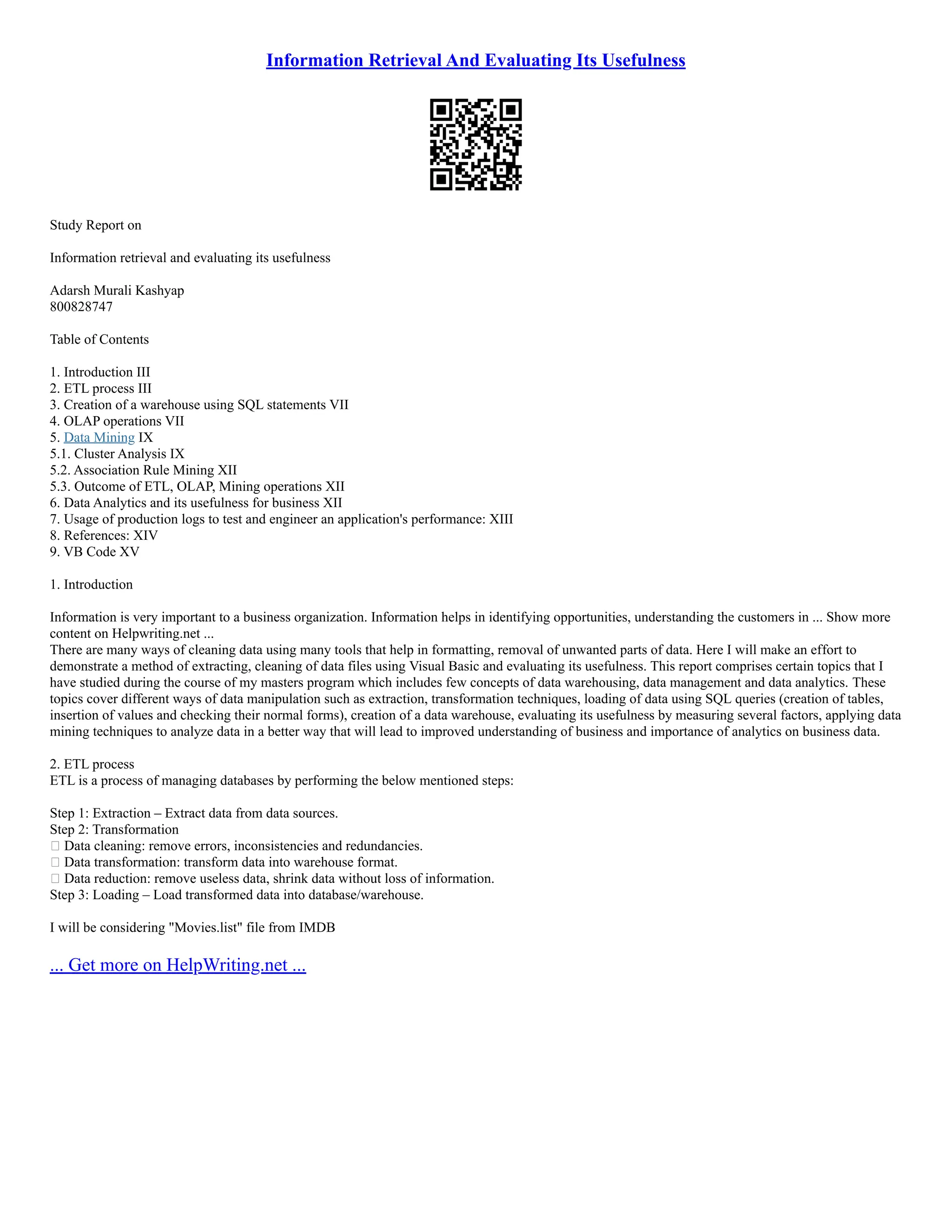 Information Retrieval And Evaluating Its Usefulness Pdf Databases Computer Software And