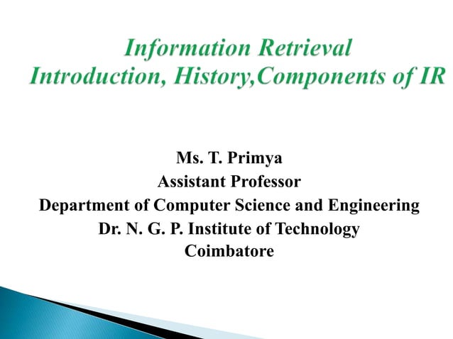 Information retrieval (introduction) | PPTX