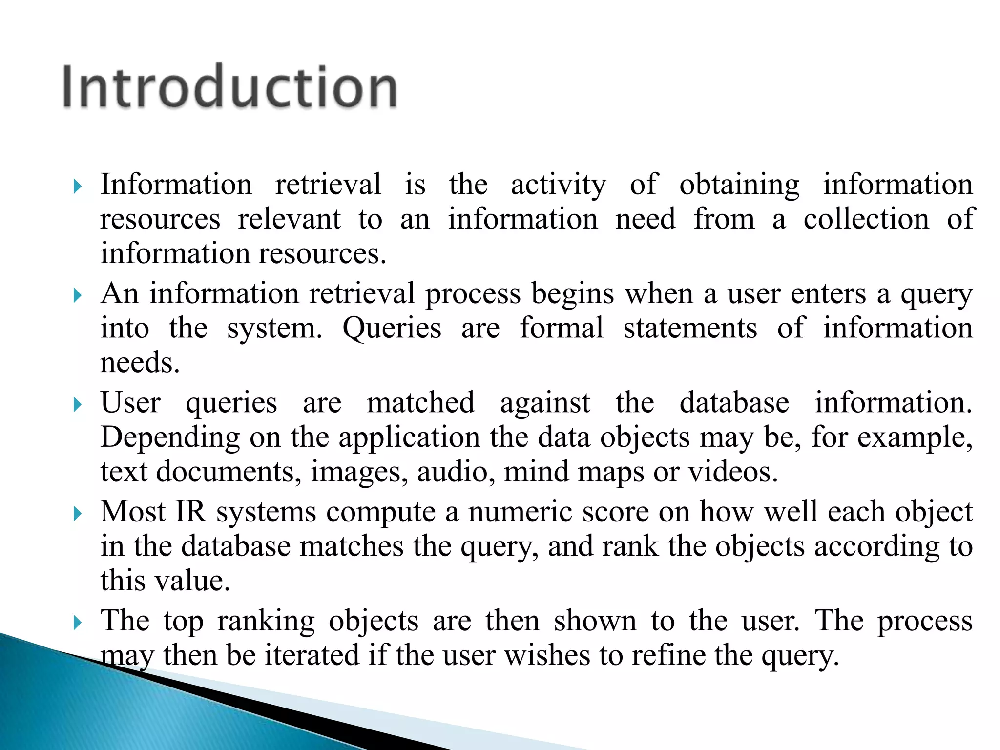 Information retrieval s | PPTX