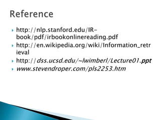 Information retrieval s | PPTX