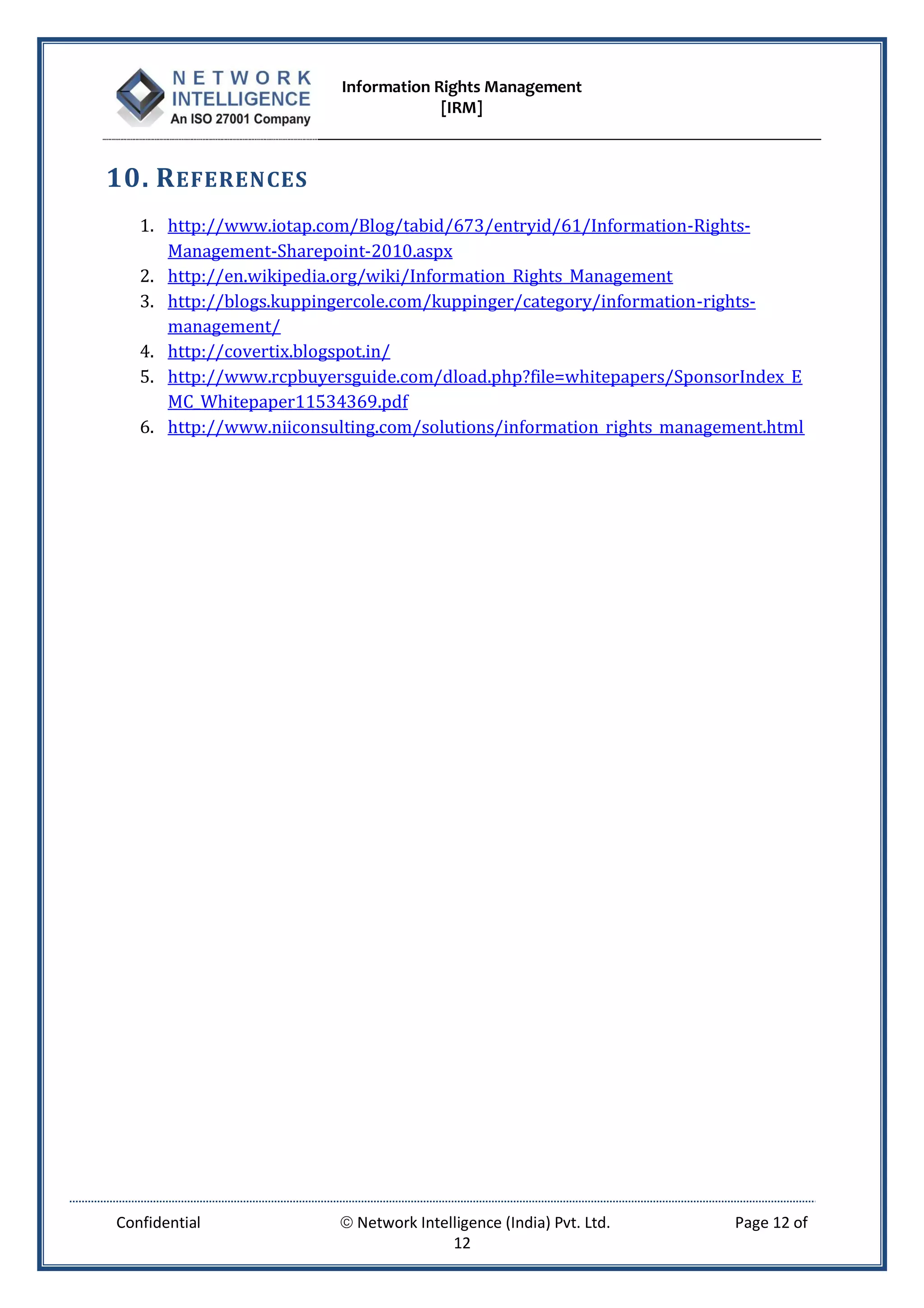 Information Rights Management (IRM) | PDF