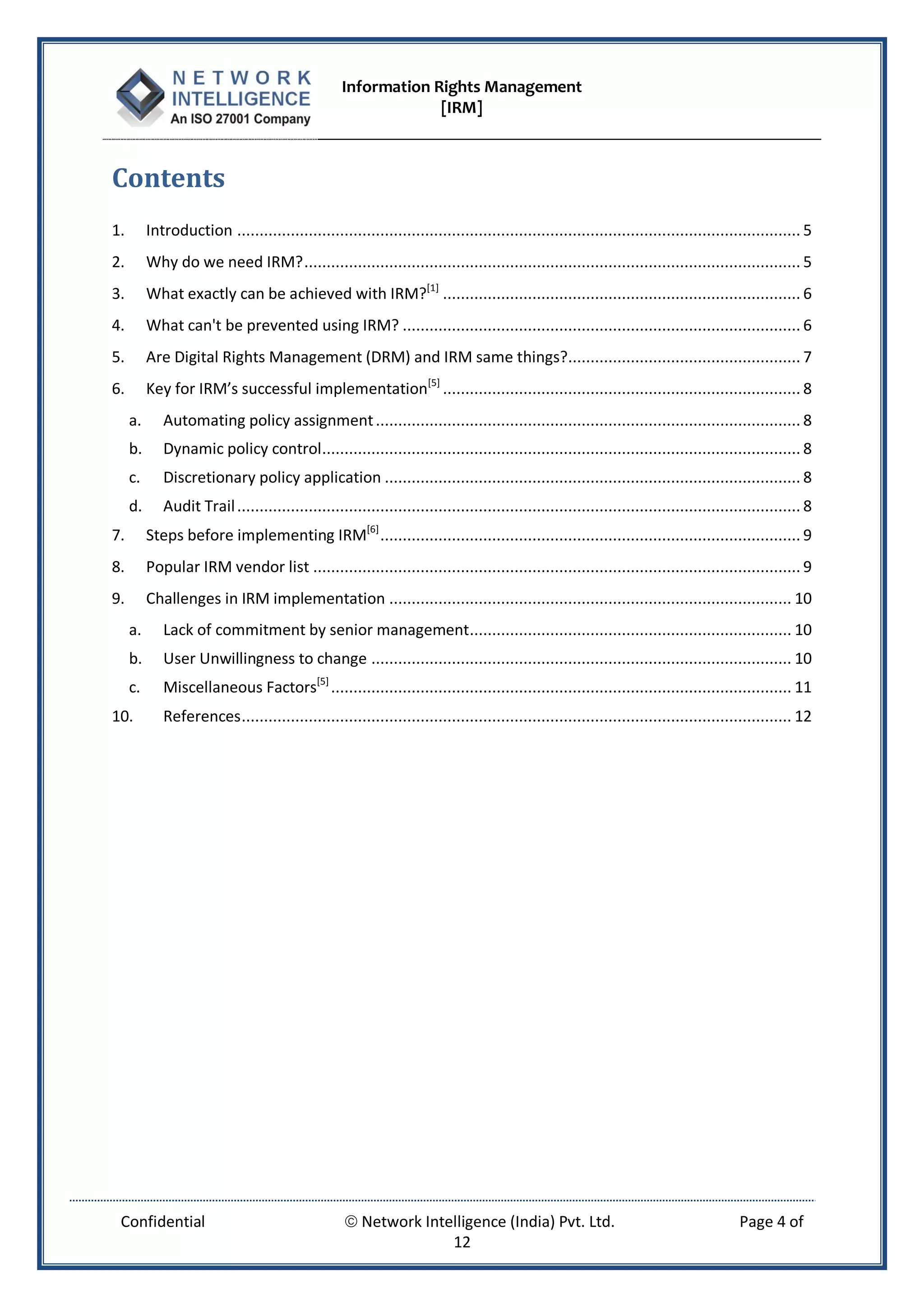 Information Rights Management (IRM) | PDF