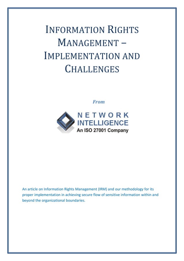 Information Rights Management (IRM) | PDF