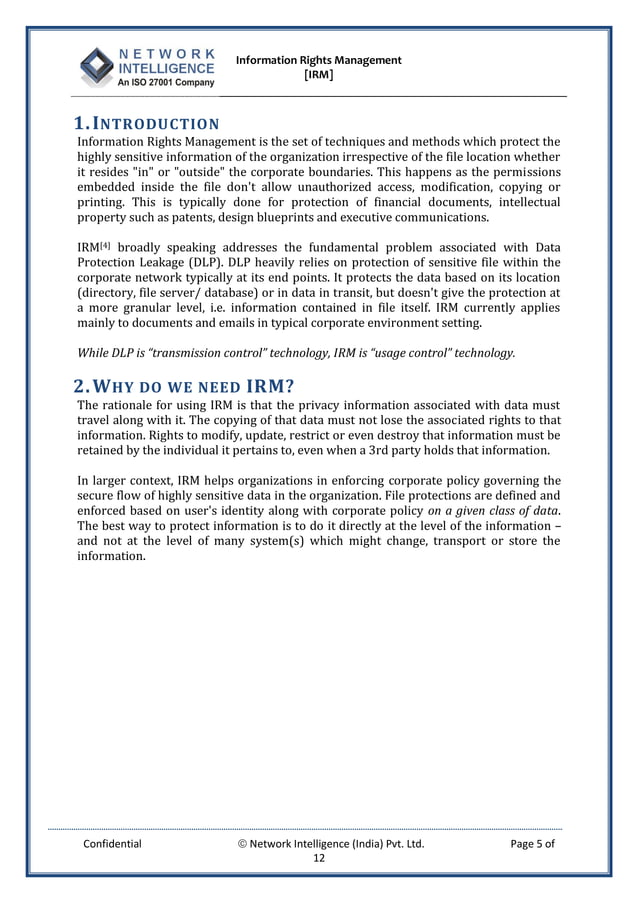 Information Rights Management (IRM) | PDF