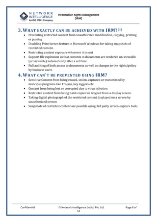 Information Rights Management (IRM) | PDF