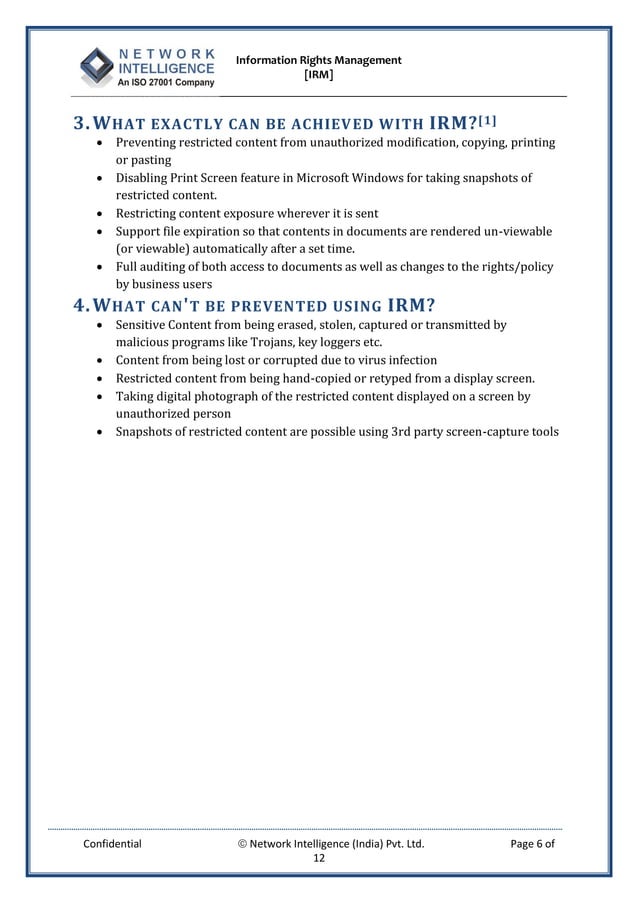 Information Rights Management (IRM) | PDF