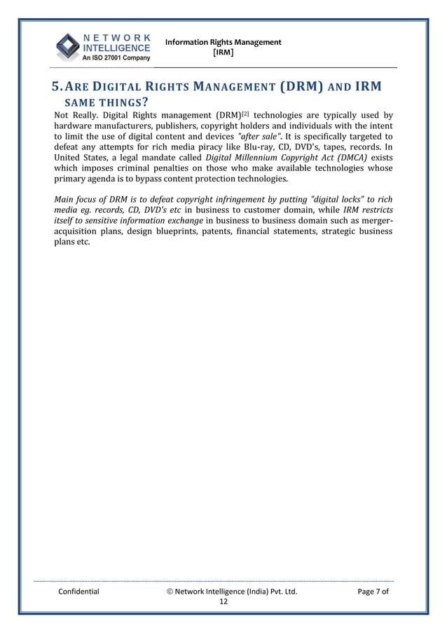 Information Rights Management (IRM) | PDF