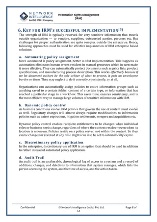 Information Rights Management (IRM) | PDF