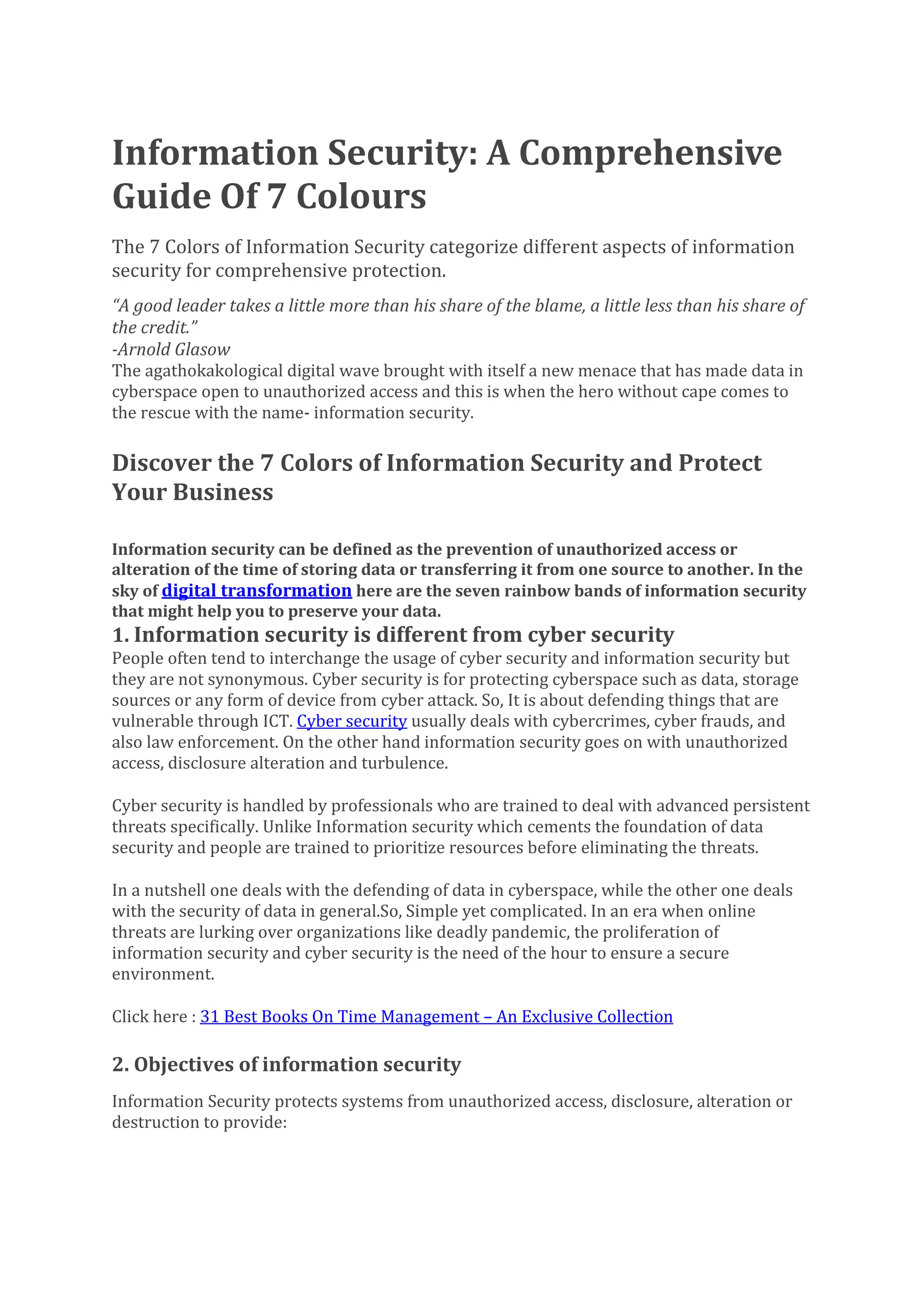 The significance of the 7 Colors of Information Security | PDF