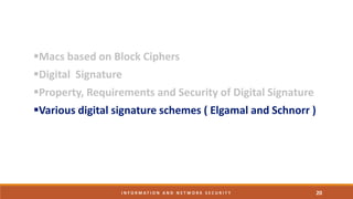 CMACs and MACS based on block ciphers, Digital signature | PPTX