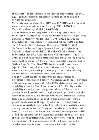 Information Security Assurance Capability Maturity Model (ISA-.docx
