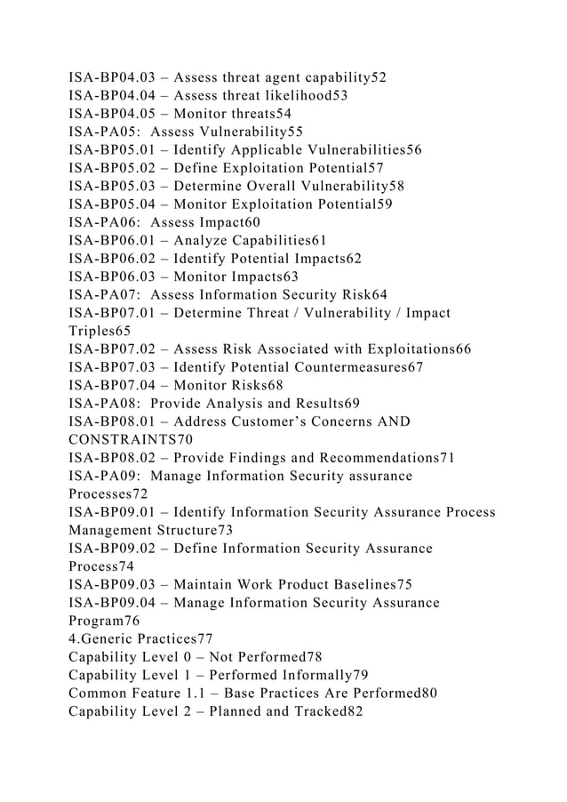 Information Security Assurance Capability Maturity Model (ISA-.docx ...