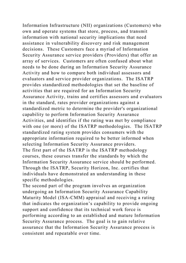 Information Security Assurance Capability Maturity Model (ISA-.docx ...