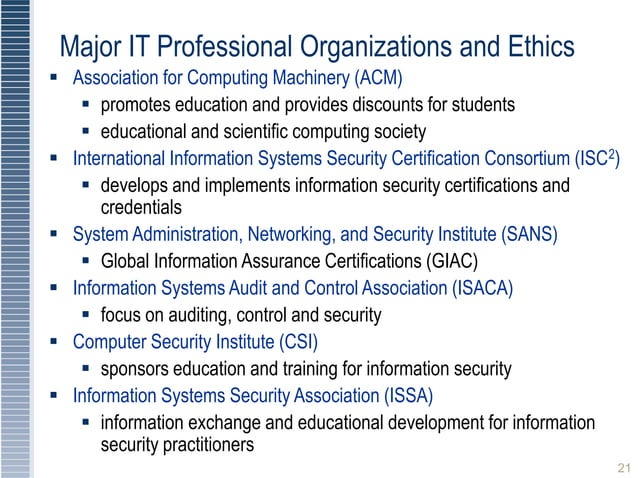 Legal, Ethical and professional issues in Information Security | PPT