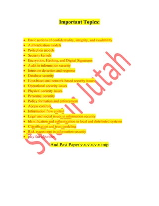 Information Security Imp +Past Paper.pdf