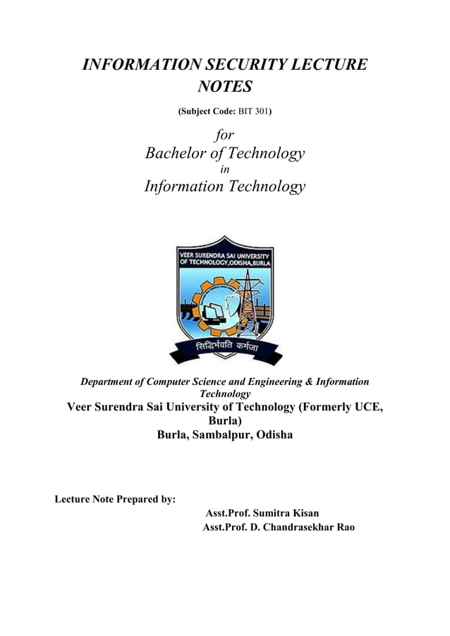Information Security Lecture Notes 5077