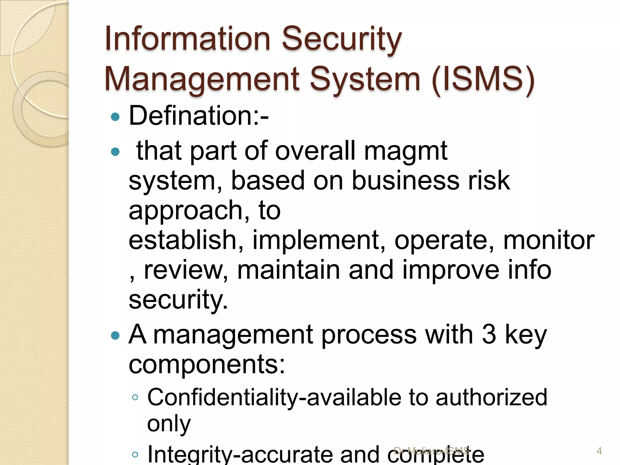 Information Security Management Systems(ISMS) By Dr Wafula | PPT