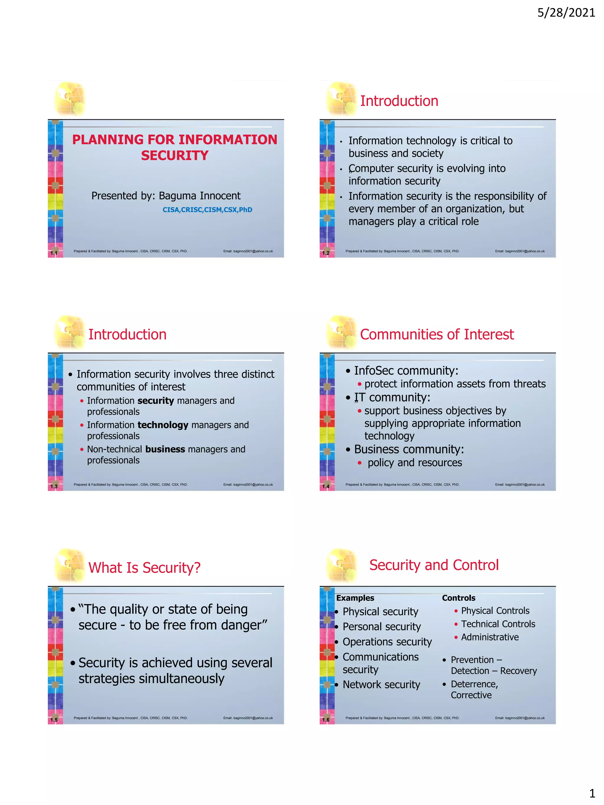 Information security planning session 1 2021 | PDF