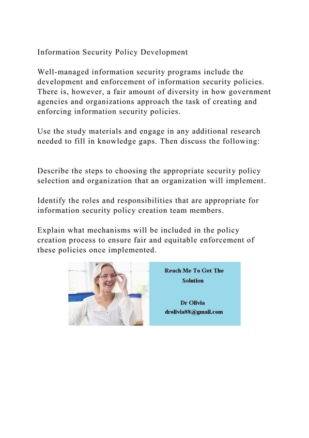 Information Security Policy Developmentwell Managed Information Docx