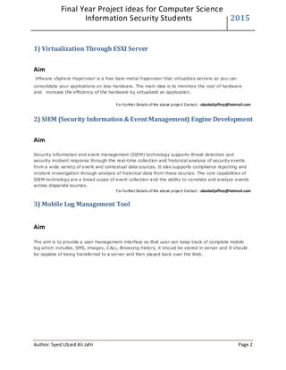 Final Year Projects Computer Science (Information security) -2015 | PDF