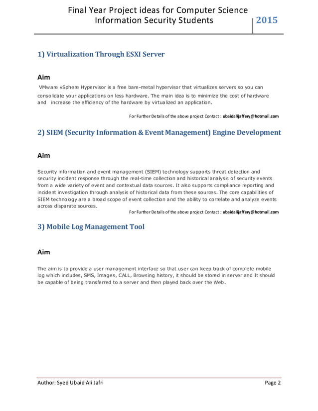 Final Year Projects Computer Science (Information security) -2015 | PDF