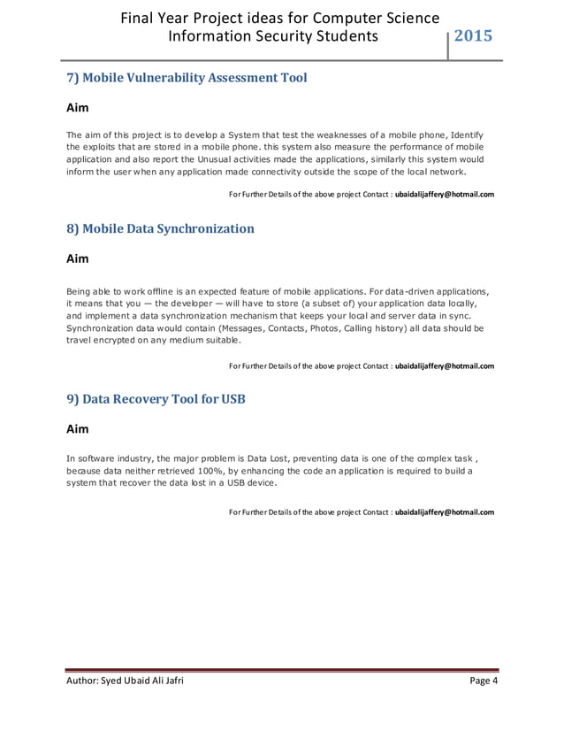 Final Year Projects Computer Science (Information security) -2015 | PDF