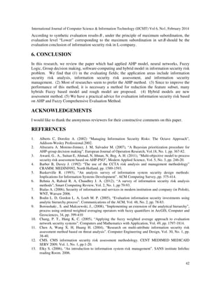 Information security risk analysis methods and research trends ahp and fuzzy comprehensive ...