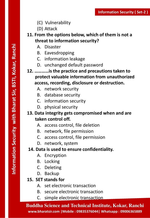 MCQ Information Security (Multiple Choice Questions) | PDF