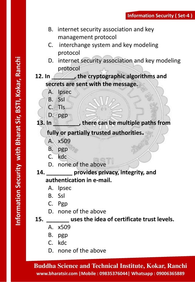 MCQ Information Security (Multiple Choice Questions) | PDF