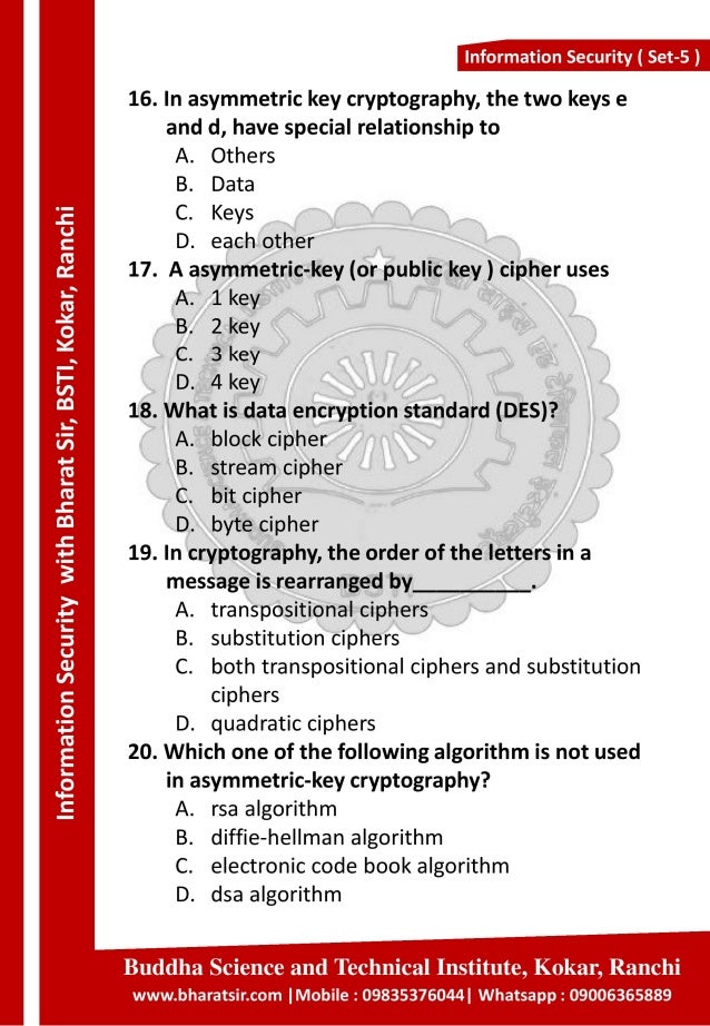 MCQ Information Security (Multiple Choice Questions) | PDF