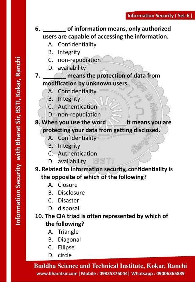 MCQ Information Security (Multiple Choice Questions) | PDF