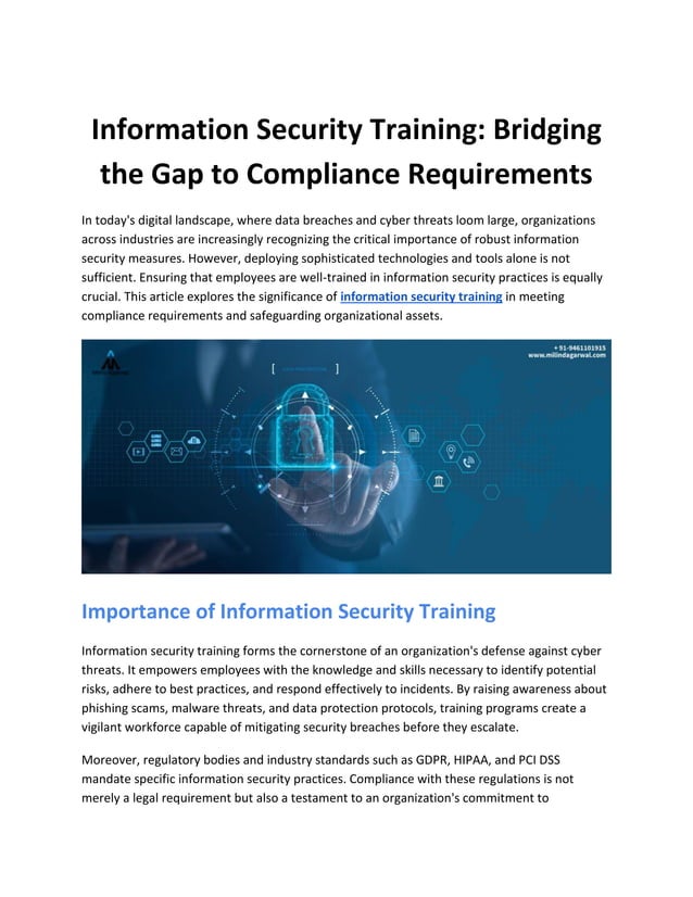 Information Security Training: Bridging the Gap to Compliance Requirements | PDF
