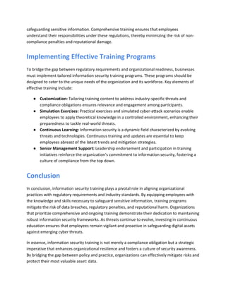 Information Security Training: Bridging the Gap to Compliance Requirements | PDF
