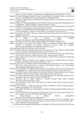 Information seeking behaviour of final year law students in south ...