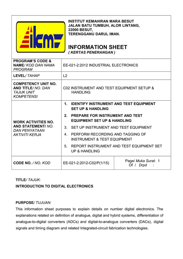 Information sheet/Kertas Penerangan | DOC