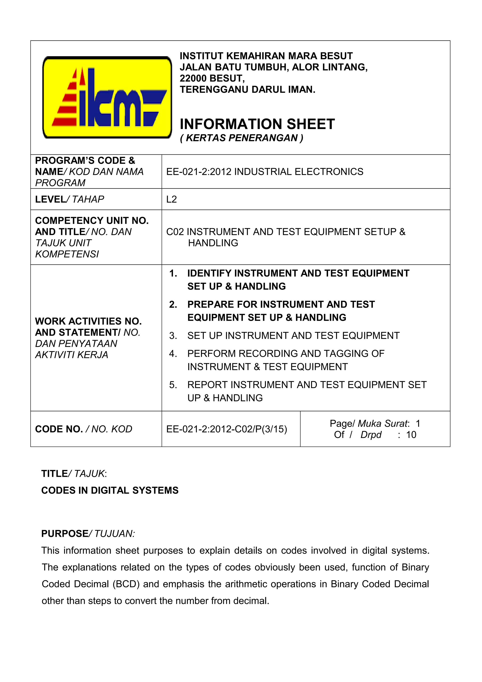 Information sheet/Kertas Penerangan | DOC
