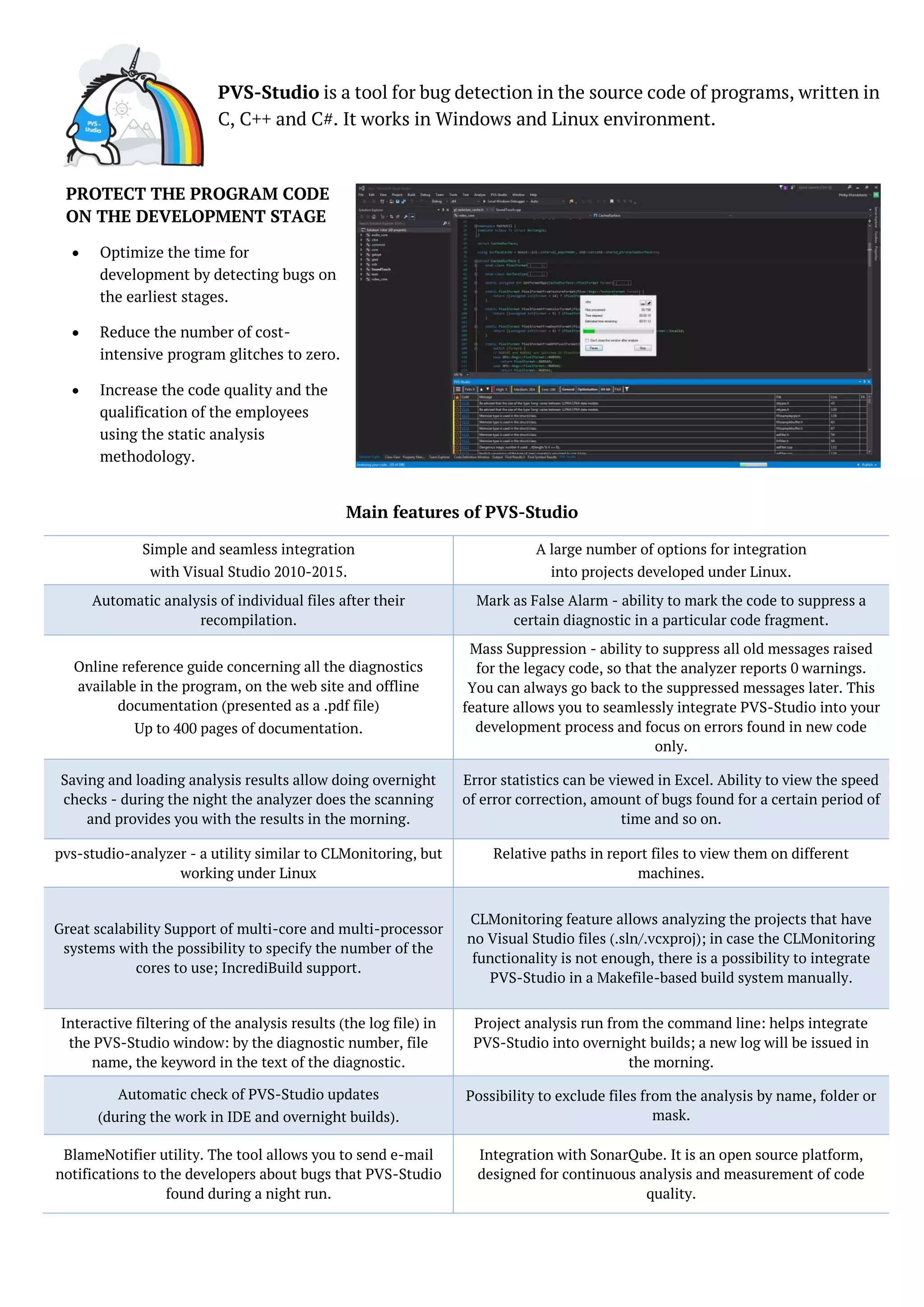 Information sheet PVS-Studio | PDF