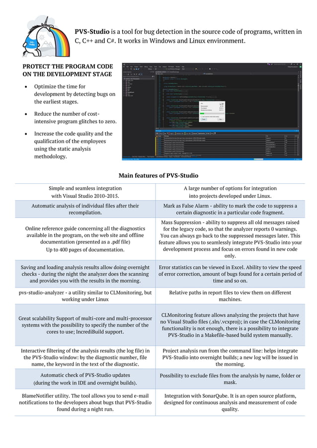 Information sheet PVS-Studio | PDF