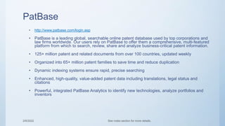 Information sources for Patent Searching | PPTX