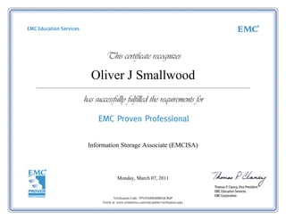 Information Storage Associate (EMCISA) | PDF