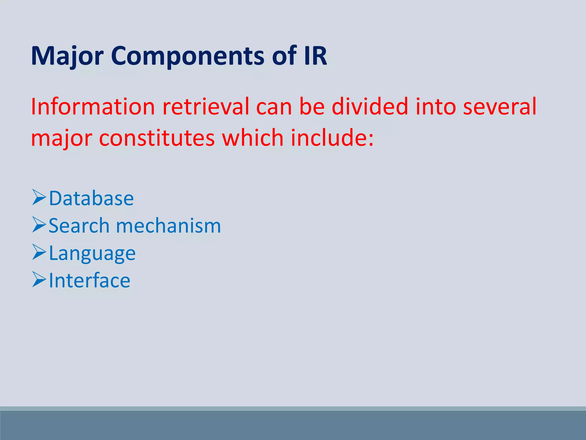 Information Storage and Retrieval system (ISRS) | PPTX | Search | Internet