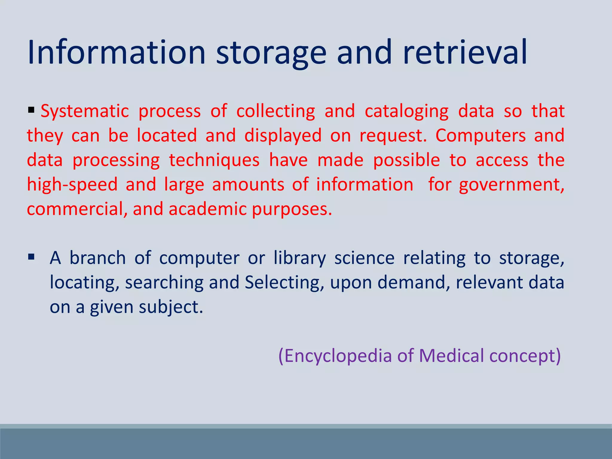 Information Storage and Retrieval system (ISRS) | PPTX