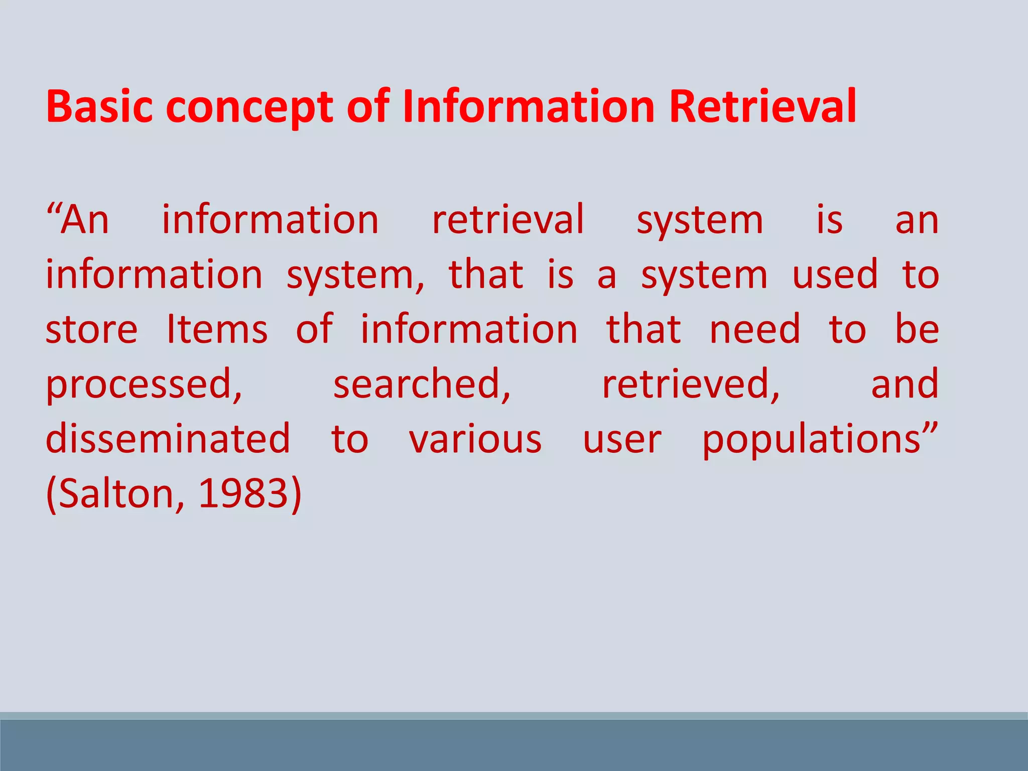 Information Storage and Retrieval system (ISRS) | PPTX