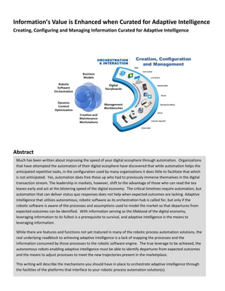 Information's value is enhanced when curated for adaptive intelligence ...