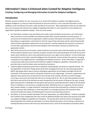 Information's value is enhanced when curated for adaptive intelligence ...